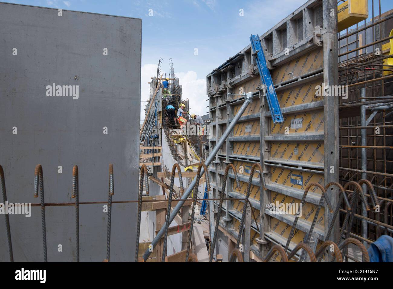 Doka Formwork On The Construction Side Yellow Colored Doka Formwork On ...