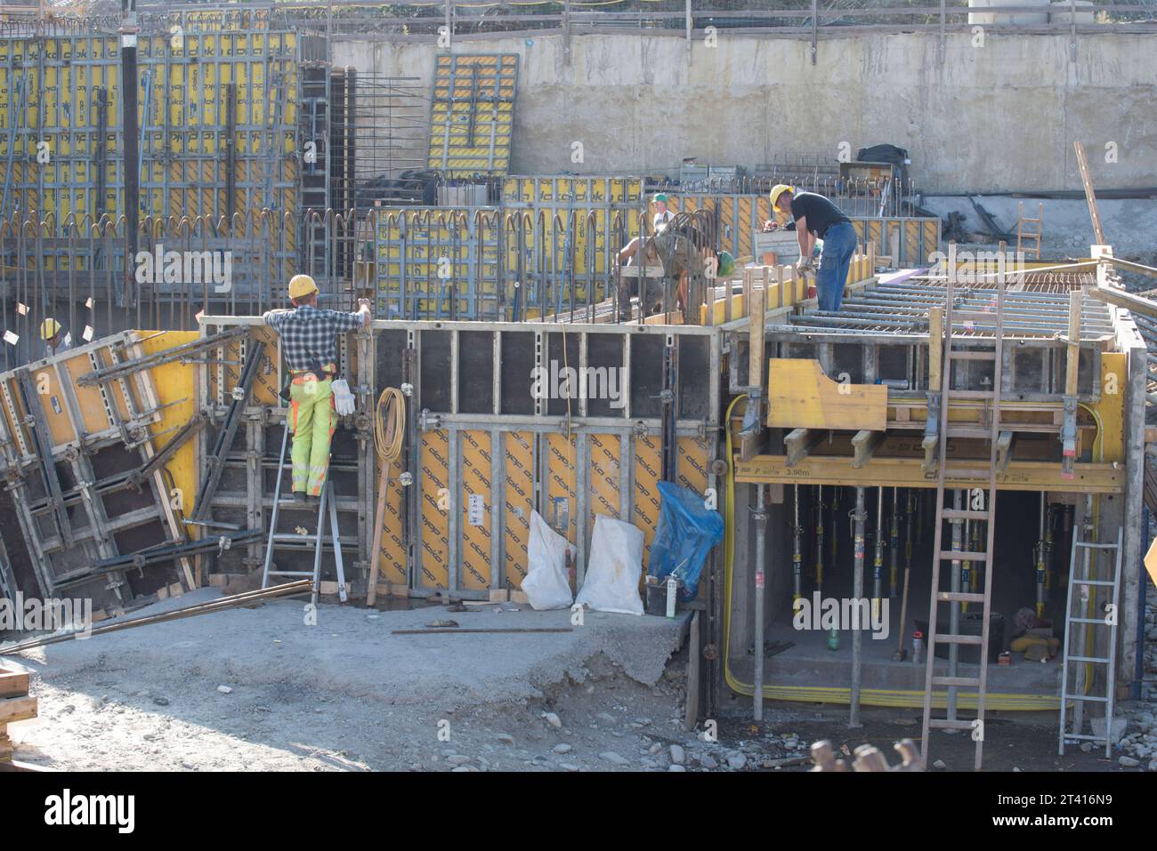 Doka Formwork On The Construction Side Yellow Colored Doka Formwork On ...