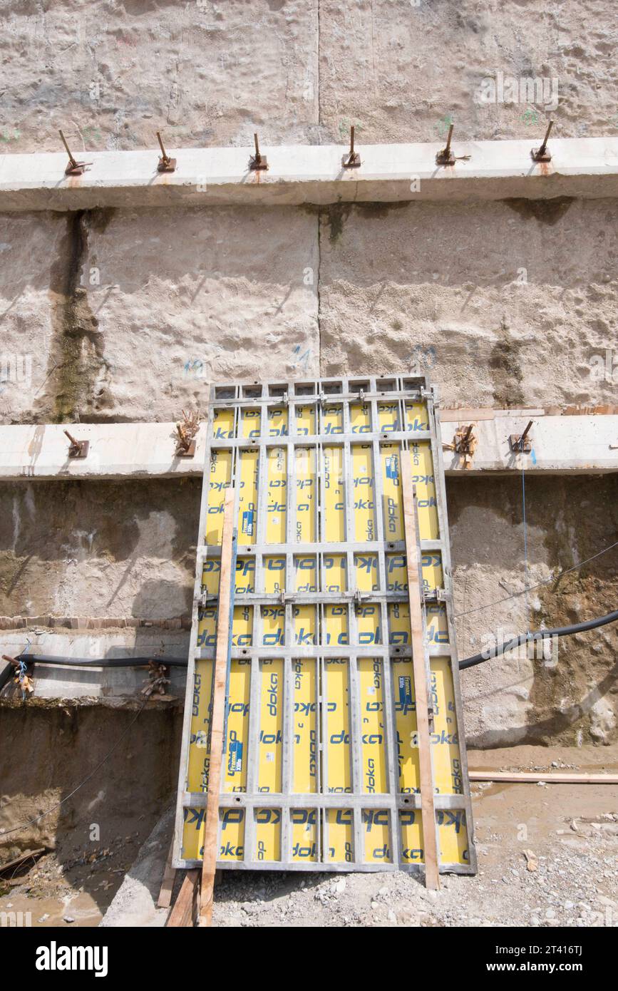 Doka Formwork On The Construction Side Yellow Colored Doka Formwork On ...