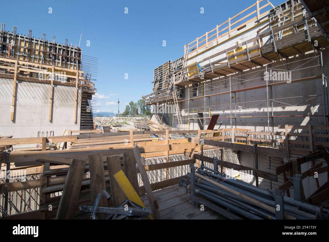 Doka Formwork On The Construction Side Yellow Colored Doka Formwork On ...