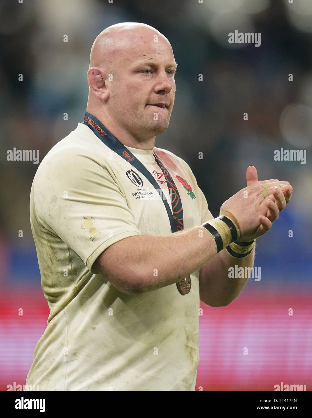 England's Dan Cole applauds supporters following the Rugby World Cup ...