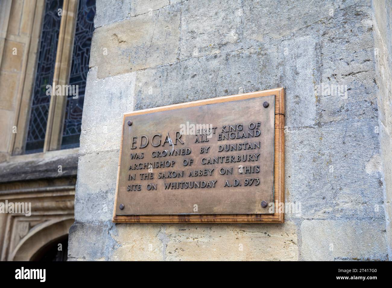 Plaque Bath Abbey Somerset recognises that Edgar was crowned King of ...
