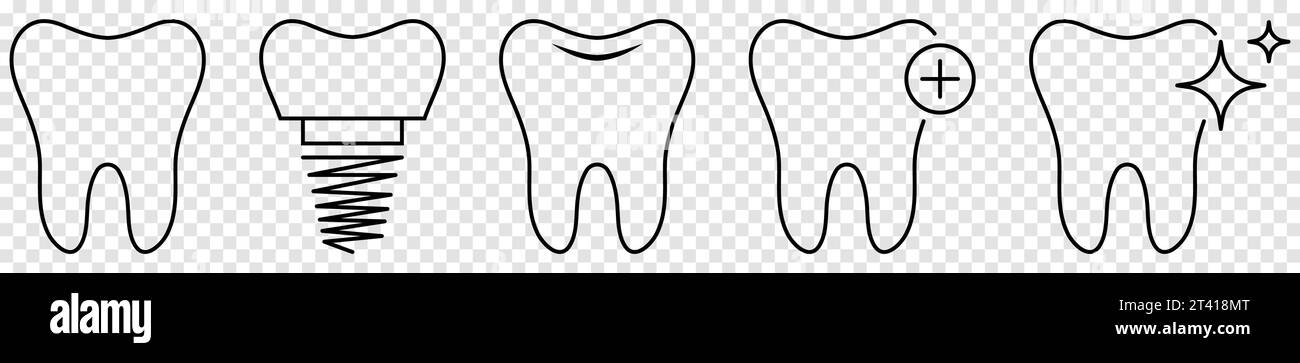 Set of line teeth icons. Dentist concept. Vector illustration isolated ...