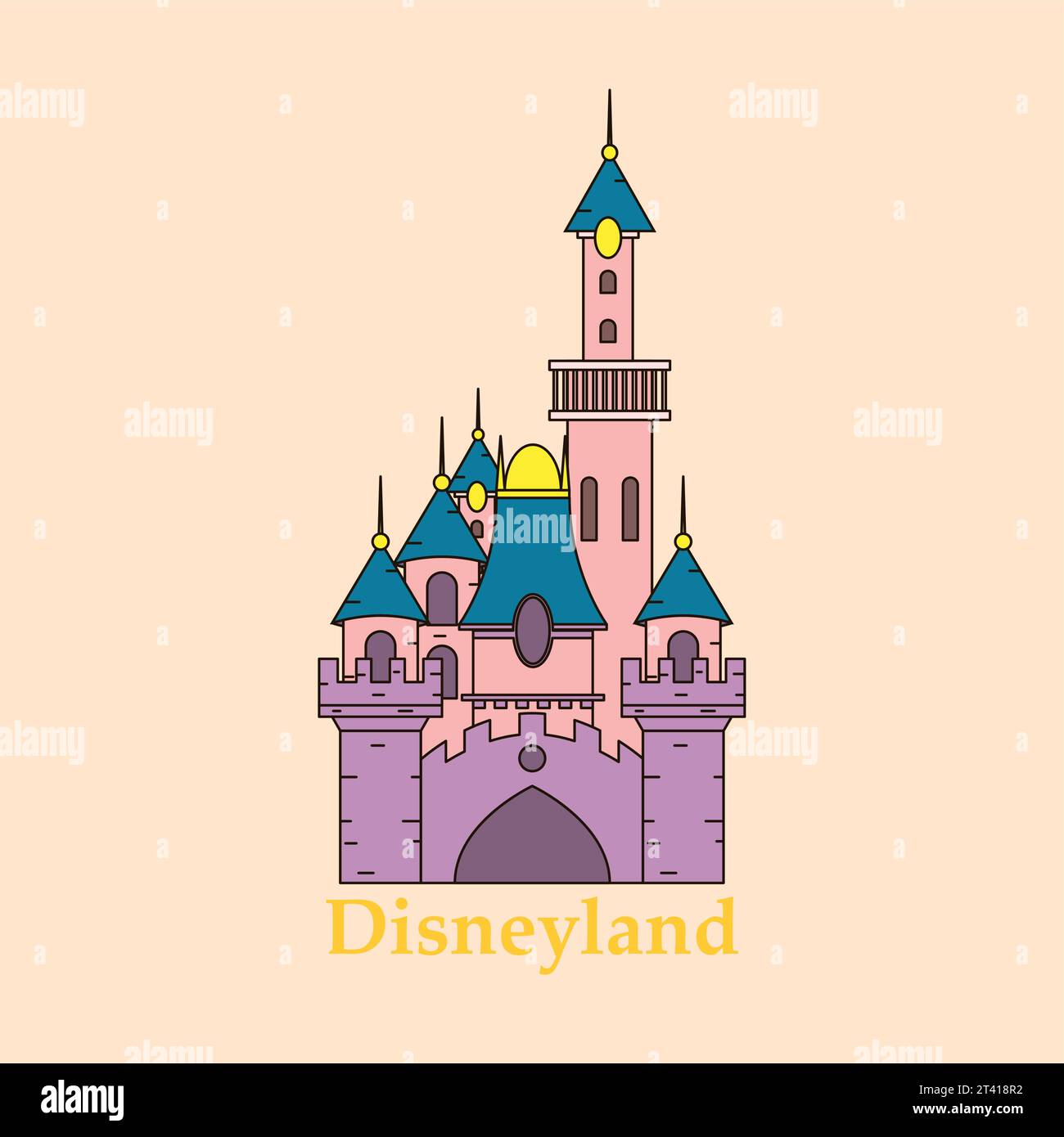 Disneyland castle vintage Stock Vector Images - Alamy