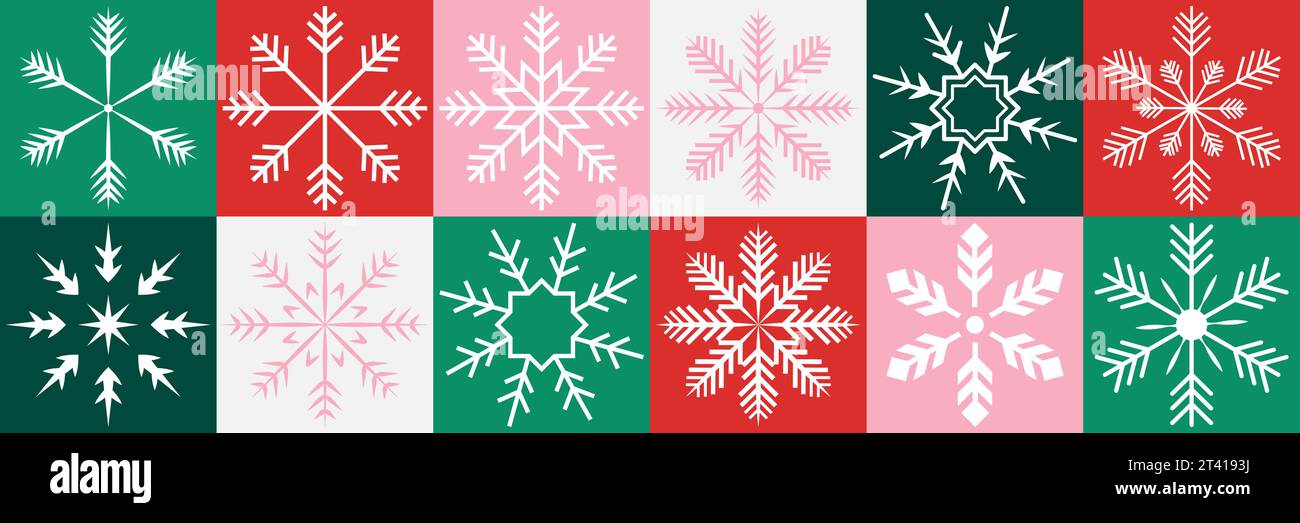 Snowflakes elements with geometric seamless pattern. Can use for ...