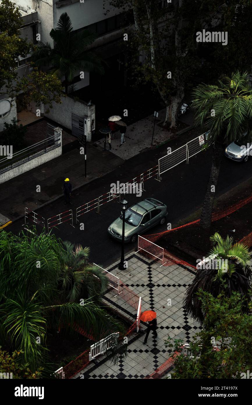 View of a traffic jam on a rainy day from above Stock Photo - Alamy