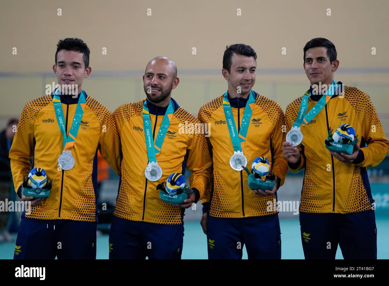 Colombia's cycling team, Brayan Sanchez, Jordan Parra, Juan Arango and ...