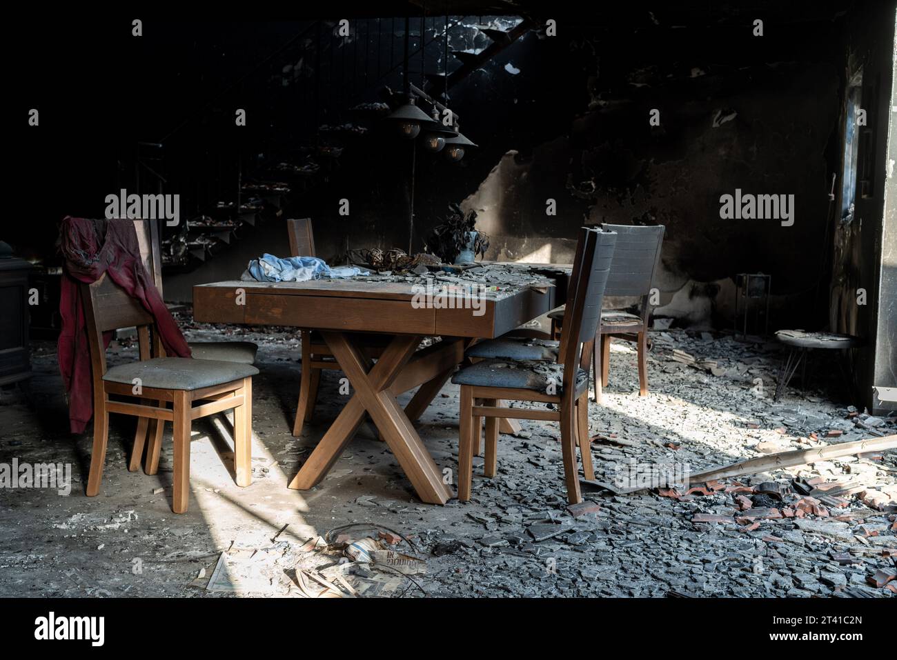 October 25, 2023, Be'eri, Israel: House burned in Be'eri, Israel, on 25 ...