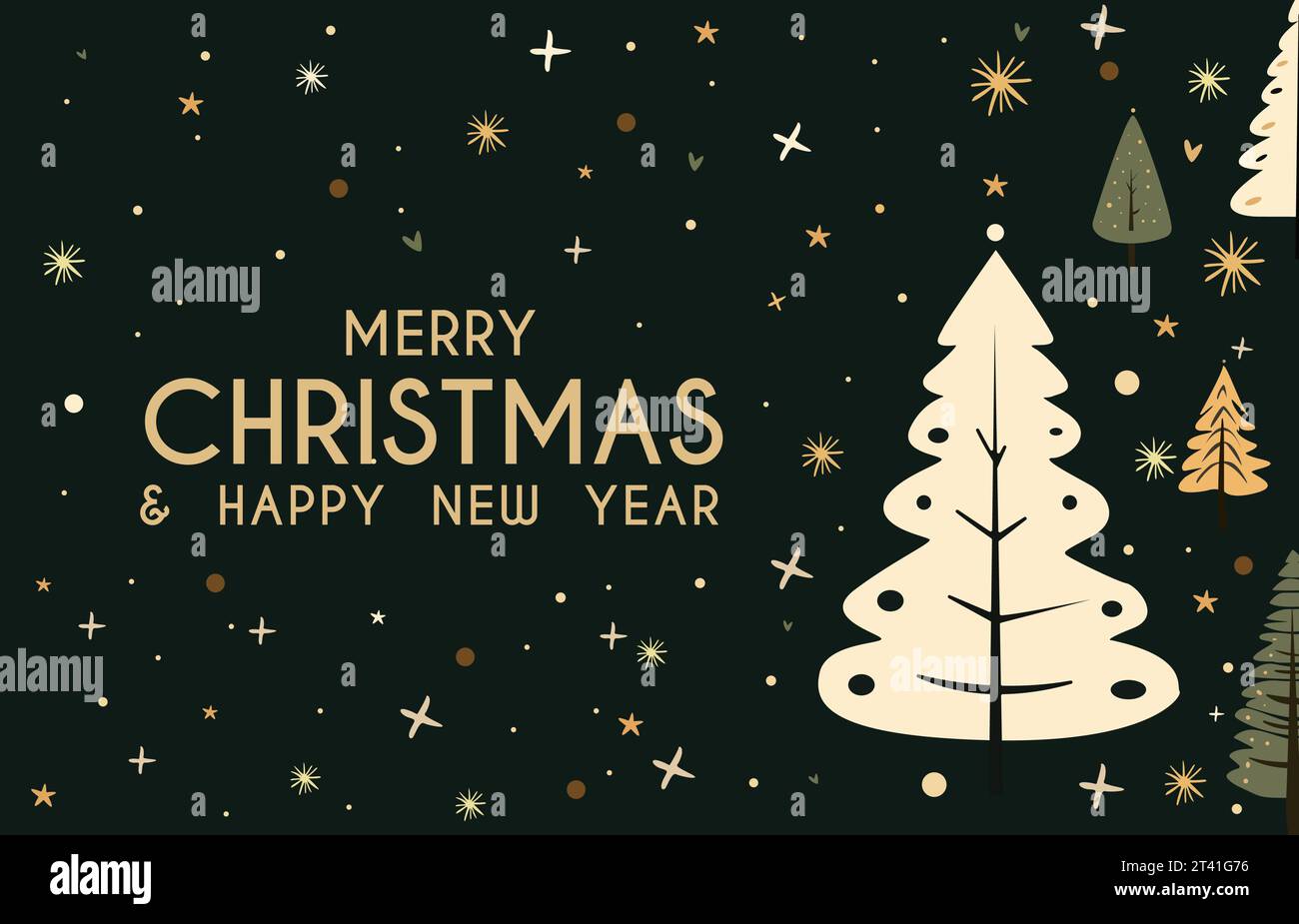 Holiday card for Christmas and New Year, decorated with New Year trees ...