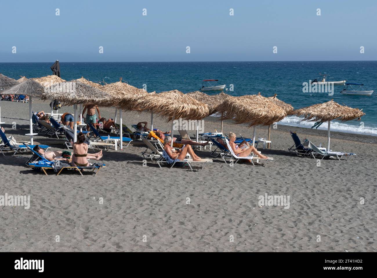 Mirtos southern Crete, Greece, Europe. 25.09.2023. Holidaymakers ...