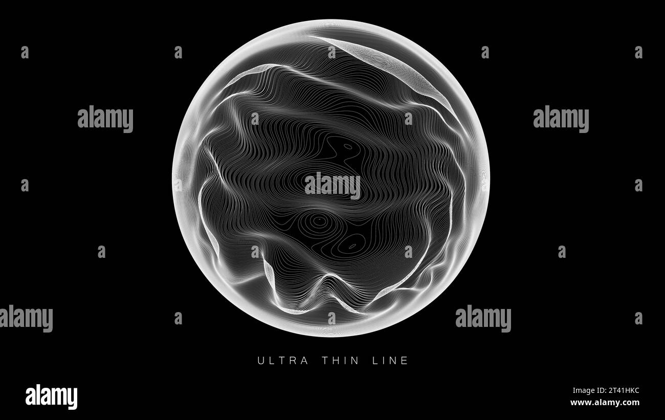 Ultra thin line fluid geometry. Dynamic vector distorted spheres Stock ...