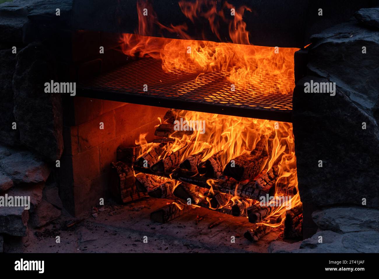Wood fire grill at the Minam River Lodge, Oregon Stock Photo - Alamy