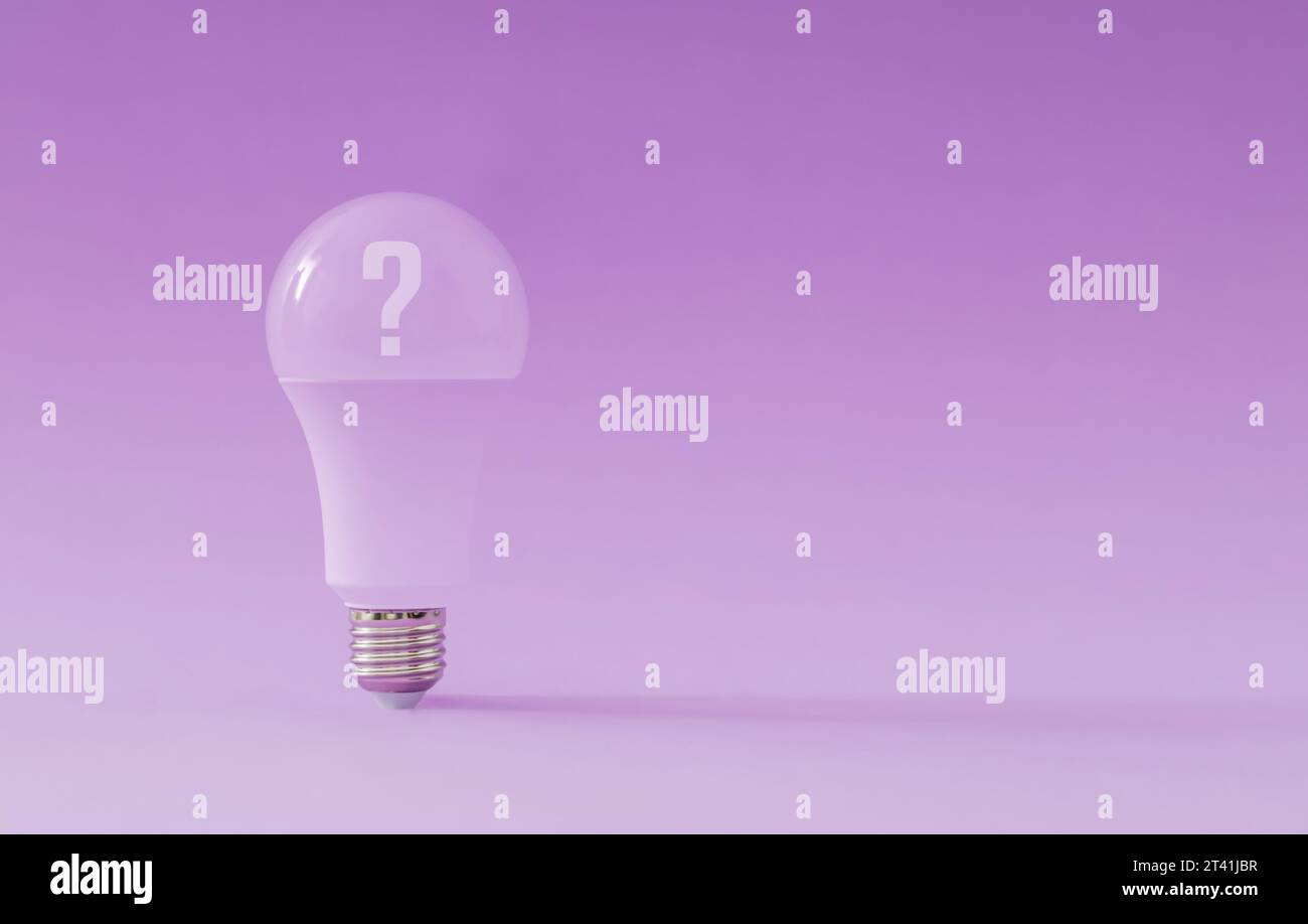 Light bulb on fancy violet background. Minimal idea concept with ...