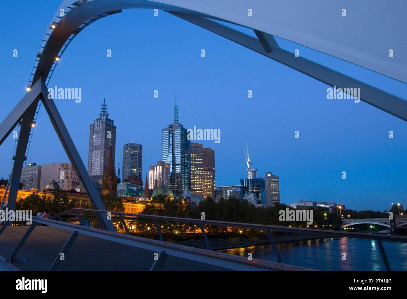 Australia, Melbourne, Pedestrian Bridge across the Yarra River Stock ...
