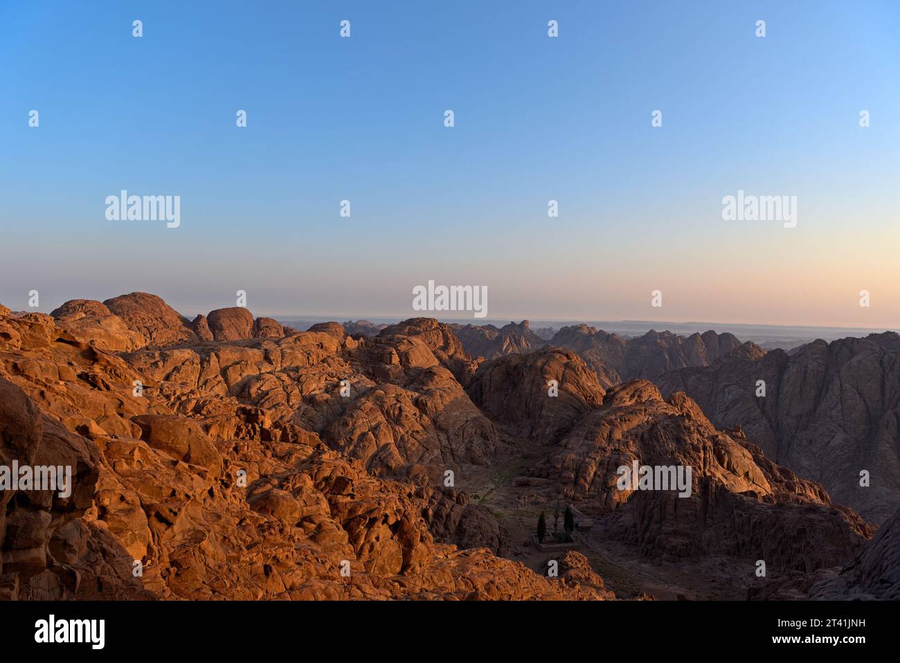 View of the Sinai mountains in Egypt, during a summer sunrise on the ...