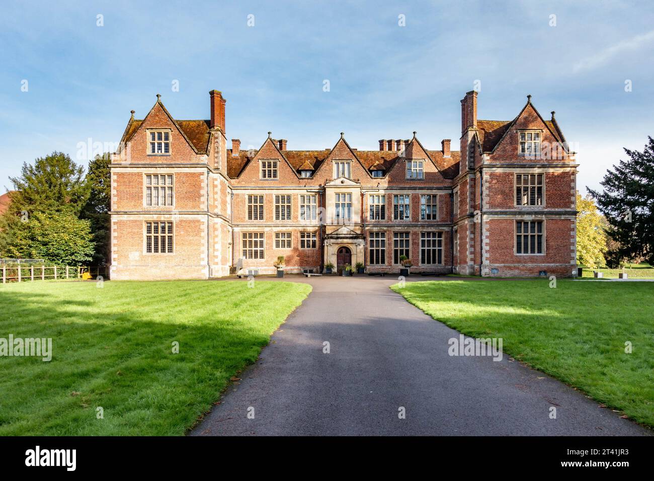 A view of Shaw House along the front driveway in Newbury, Berkshire. An ...