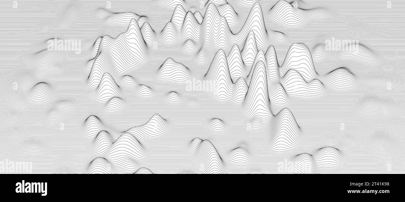 Monochrome sound line waves abstract background . Distorted line shapes ...
