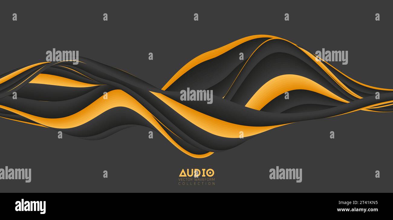 Sound wave visualiztion. 3D solid waveform. Voice sample pattern Stock ...