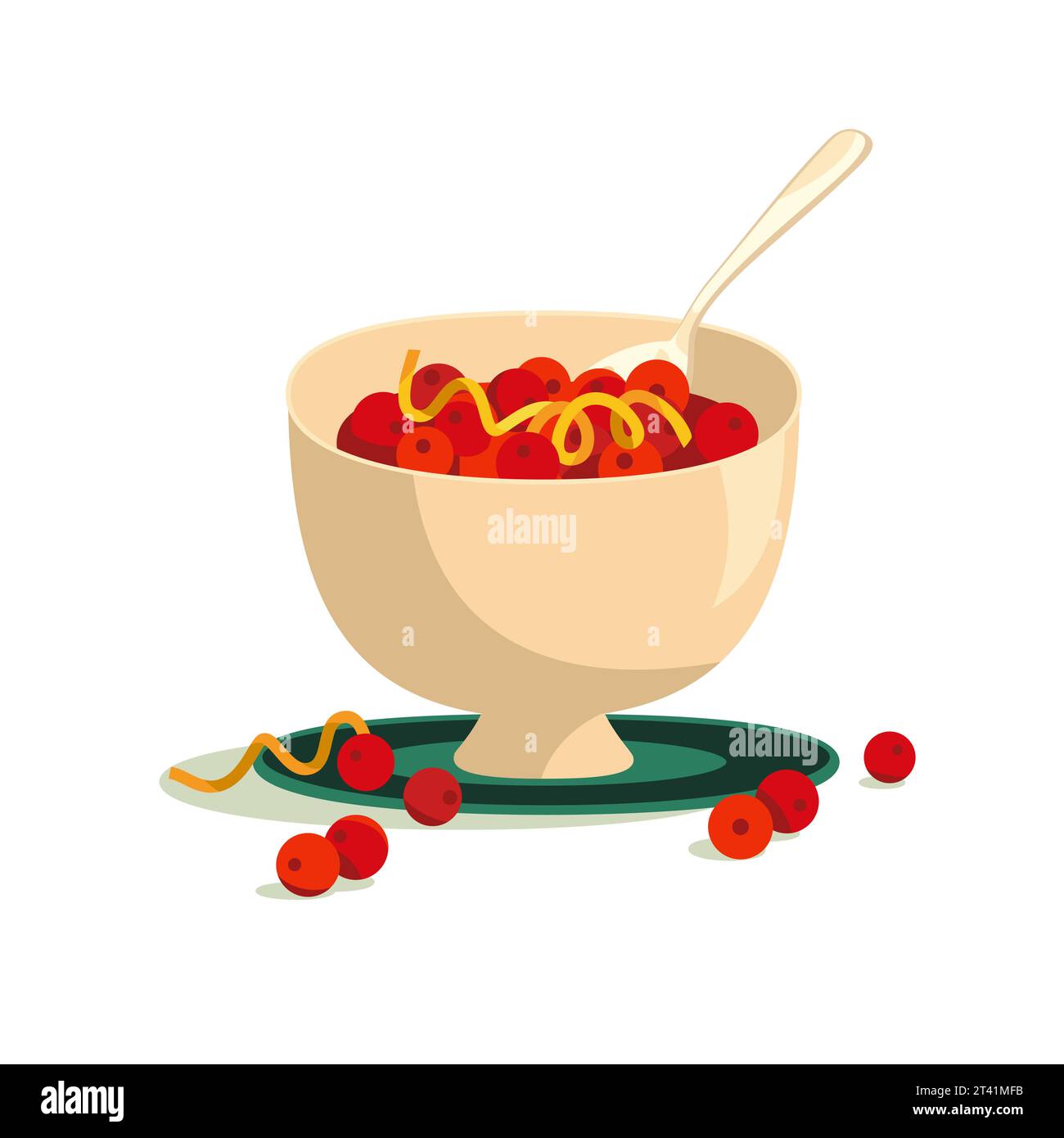 Homemade Cranberry Sauce hand drawn vector icon. Traditional classic ...