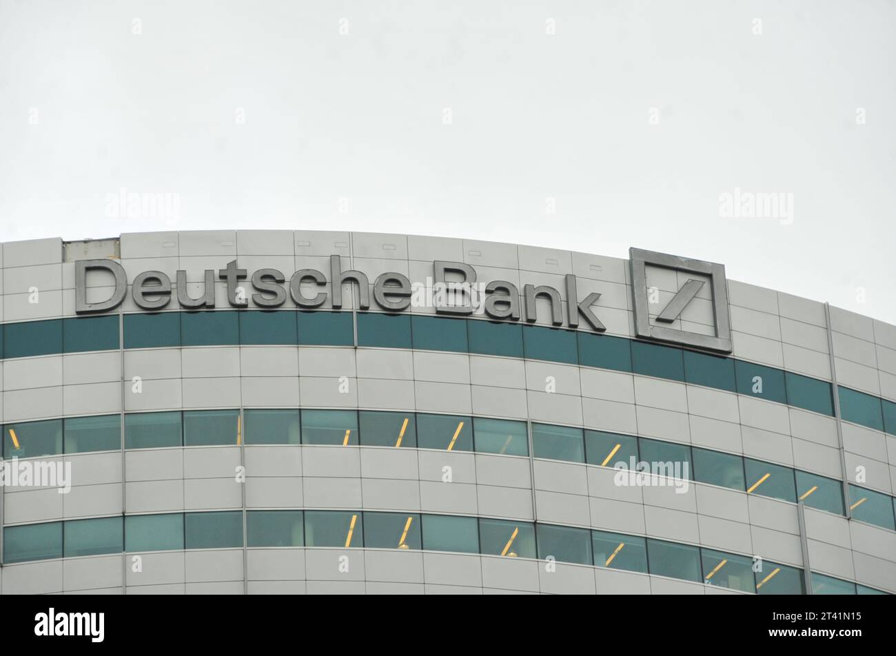 A logo sign outside of an office building of Deutsche Bank in Amsterdam, Netherlands Stock Photo ...