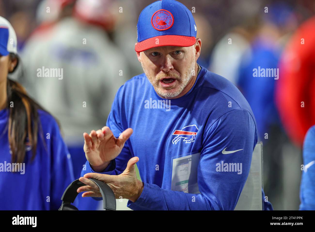 Buffalo Bills head coach Sean McDermott encourages his players during ...