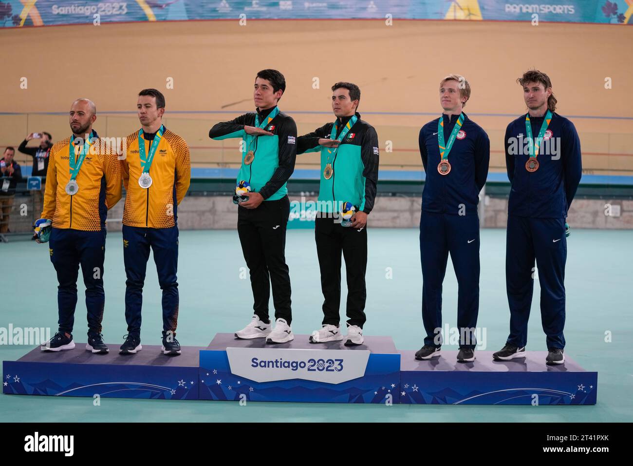 Medal winners from left, Colombia's Jordan Parra and Juan Arango ...