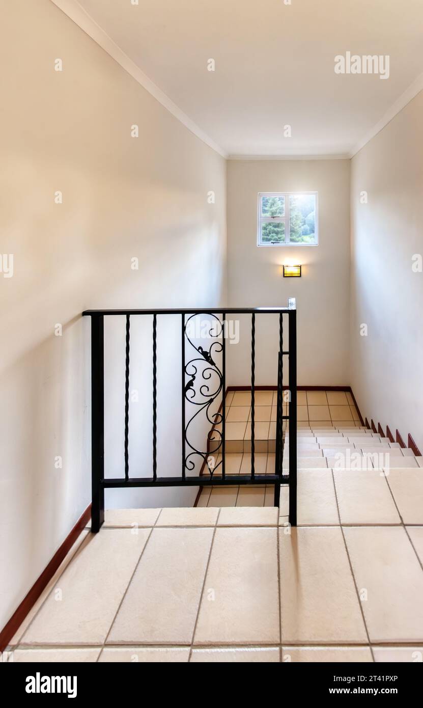 forged iron interior design staircase design in the hallway Stock Photo ...