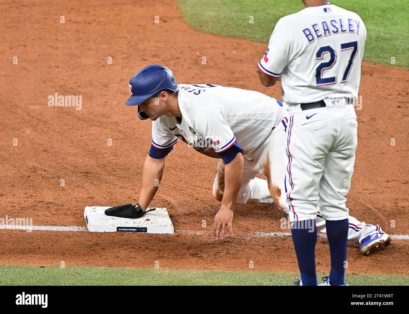 Arlington, United States. 27th Oct, 2023. Texas Rangers Corey Seager ...