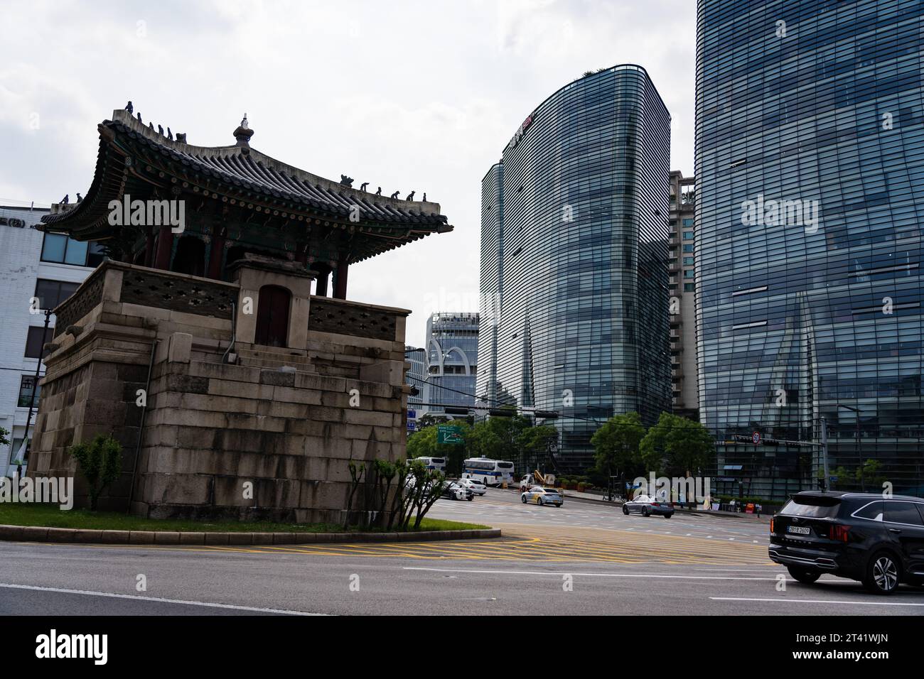 Dongshipjagak, ancient watchtower with office buildings, Seoul, South ...