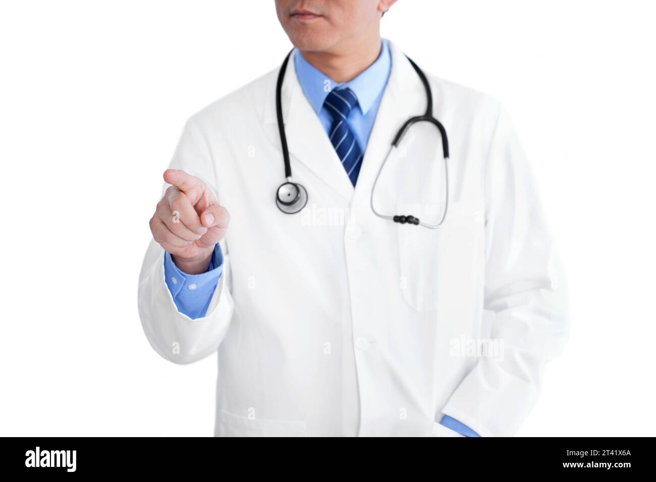 Doctor pointing one finger hi-res stock photography and images - Alamy