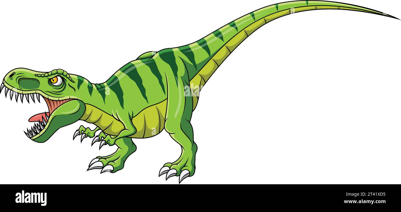 Cartoon green dinosaur on white background Vector Image Stock Vector ...