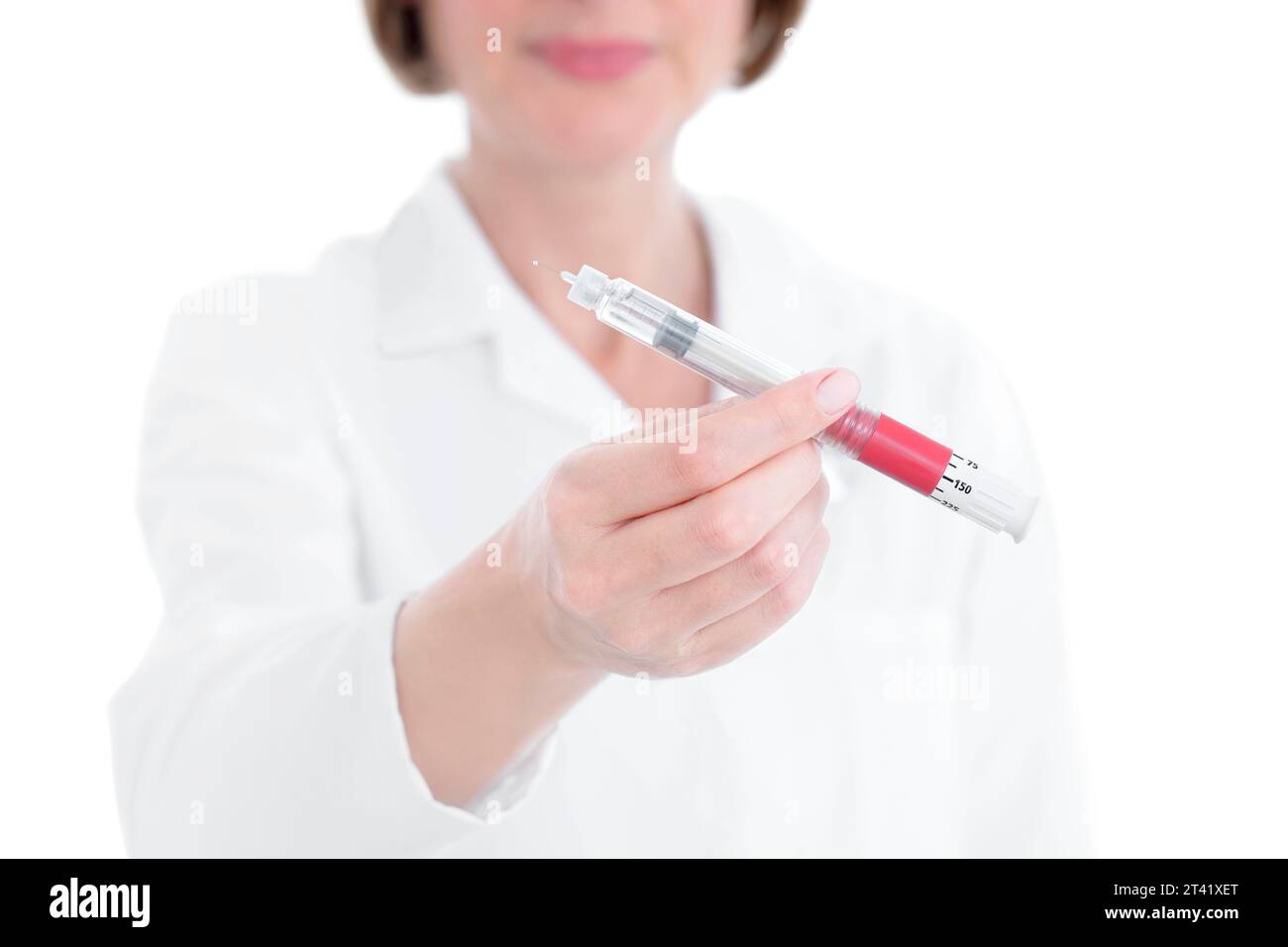 Doctor with autoinjector Stock Photo - Alamy