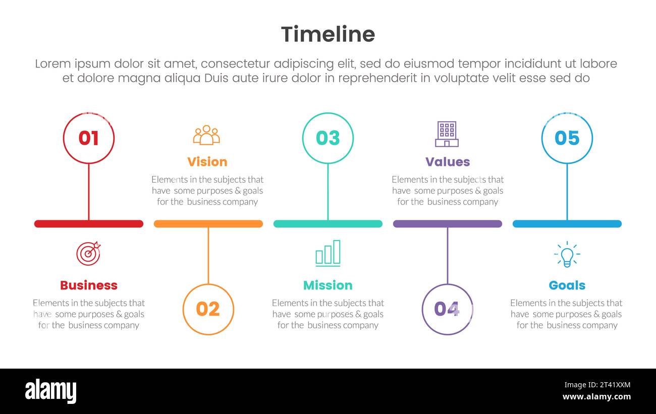 timeline set of point infographic with outline circle up and down and 4 ...