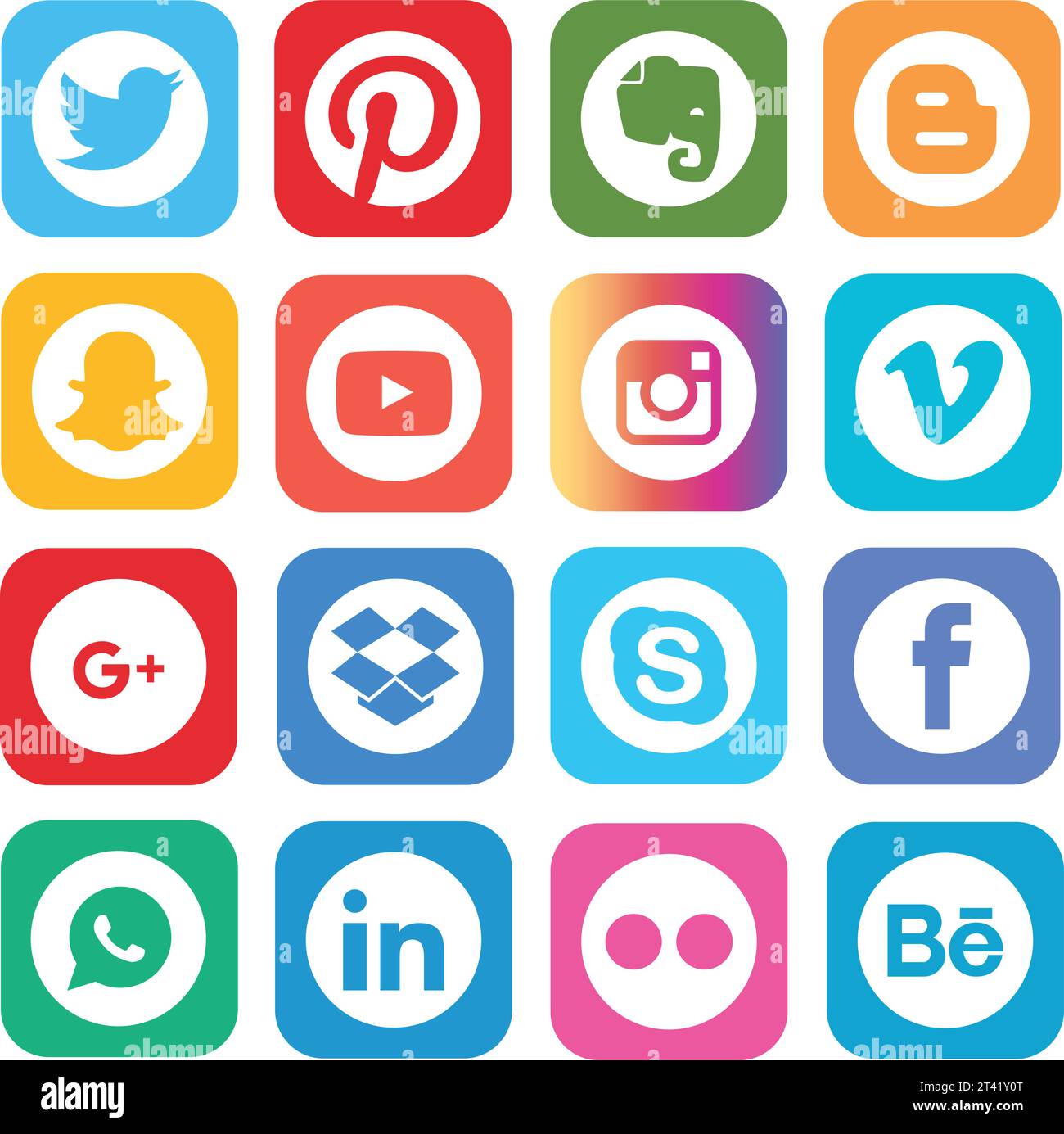 Set Popular Social Media Icons Royalty Free Vector Image Stock Vector