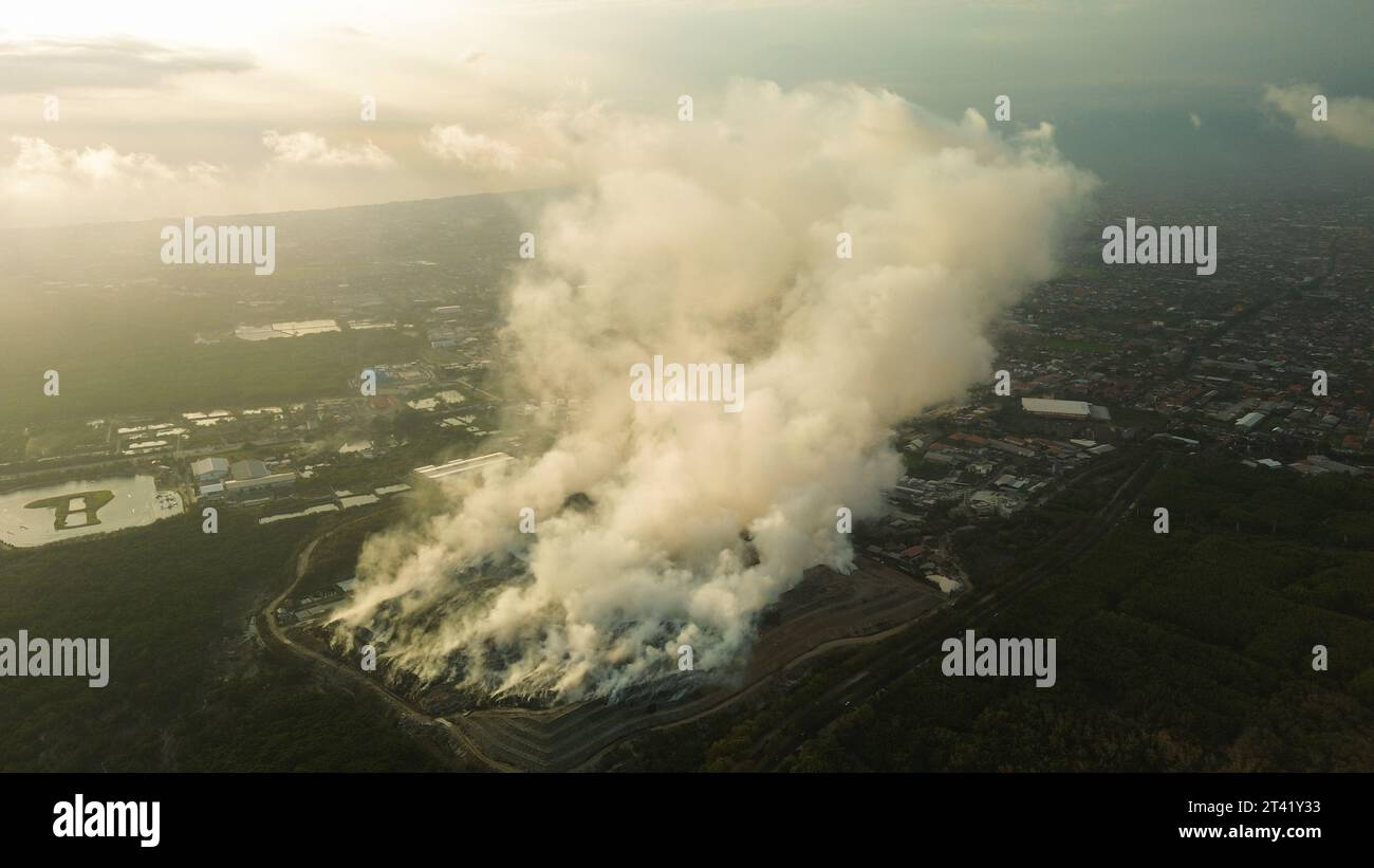 Aerial view fire burn landfill hi-res stock photography and images - Alamy