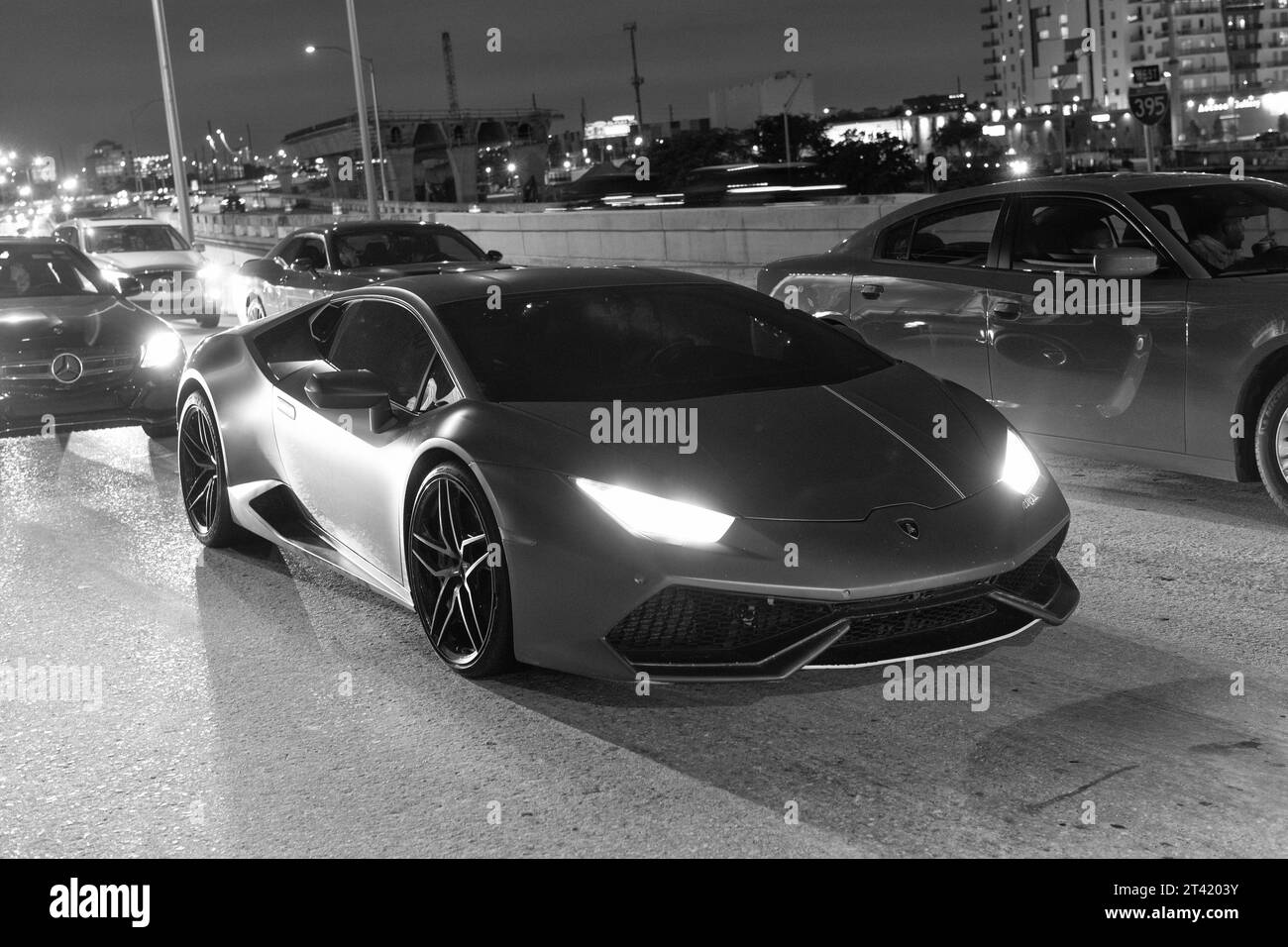 Miami, Florida USA - March 21, 2021: Lamborghini Huracan luxury sport car, corner view Stock ...