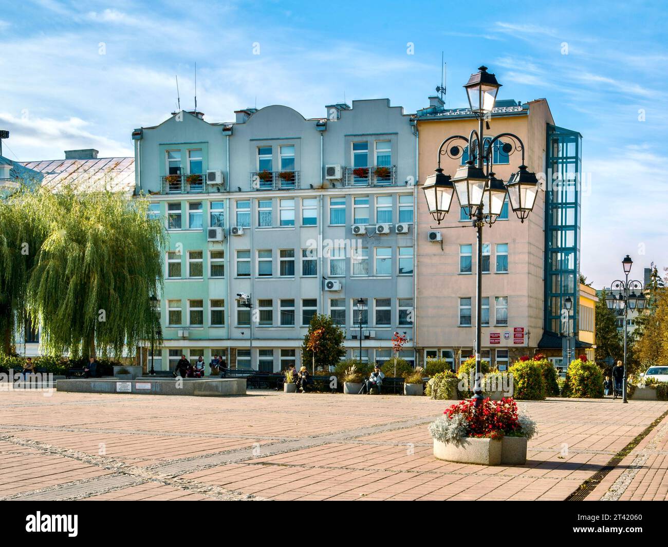 The city's market square is located on a hill above the San River ...