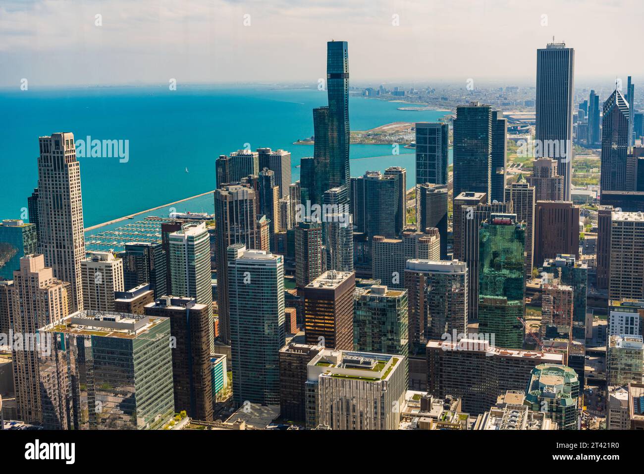 building in metropolis. skyscraper architecture of chicago seaside city ...