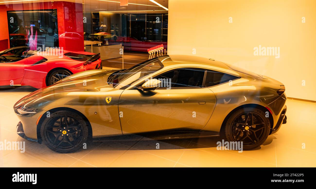 New York City, USA - August 09, 2023: Ferrari Roma 2021 sport car in ...