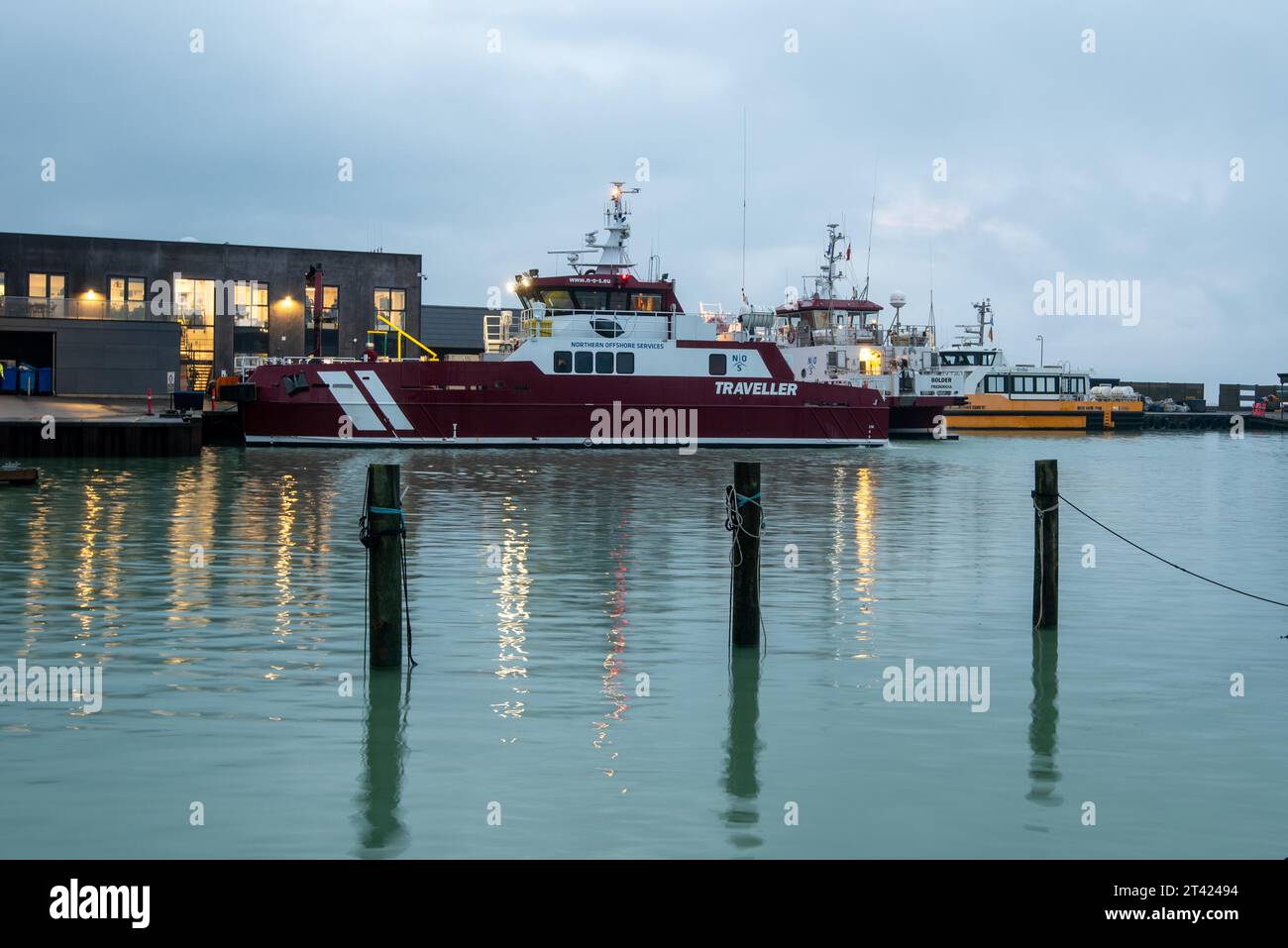 The MV Traveller, crew transfer vessel, MV Bolder, service vessel for ...