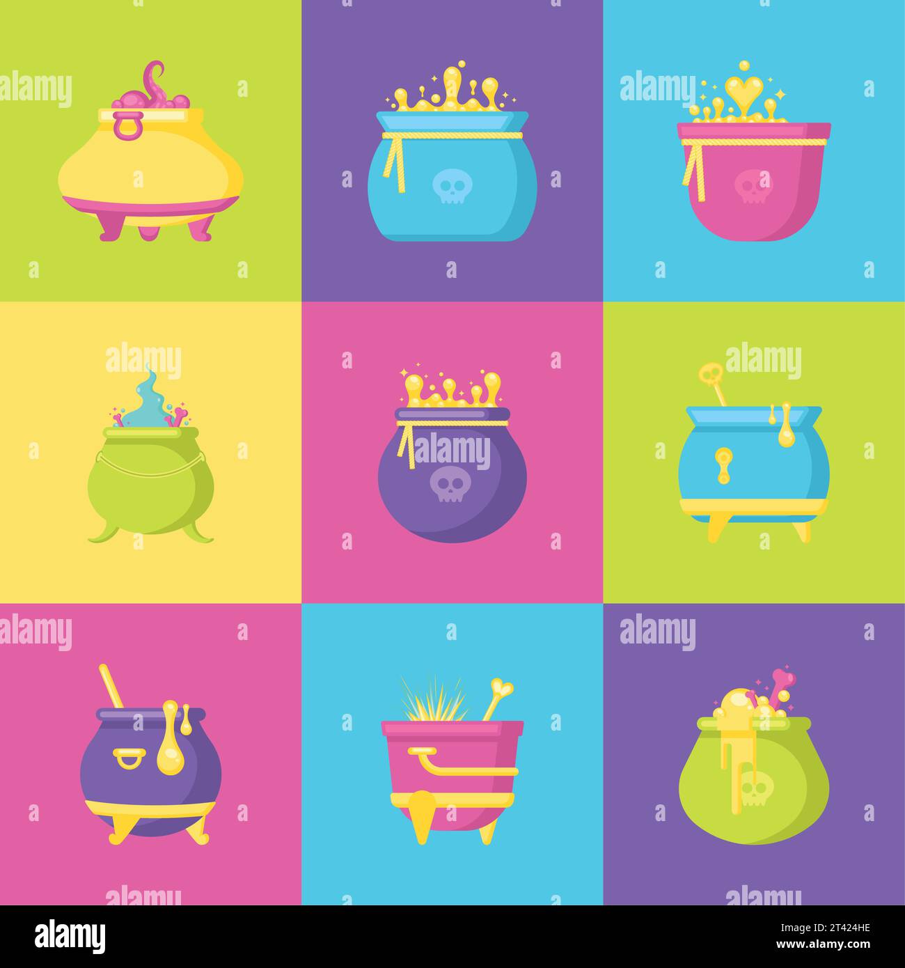 Set of halloween witch cauldron icons Vector Stock Vector Image & Art ...