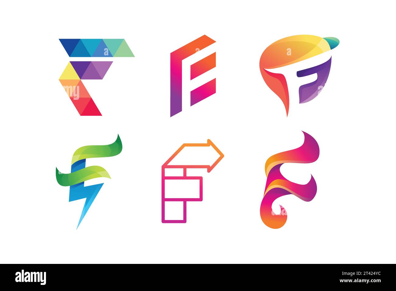 Abstract letter f logo set Royalty Free Vector Image Stock Vector Image ...