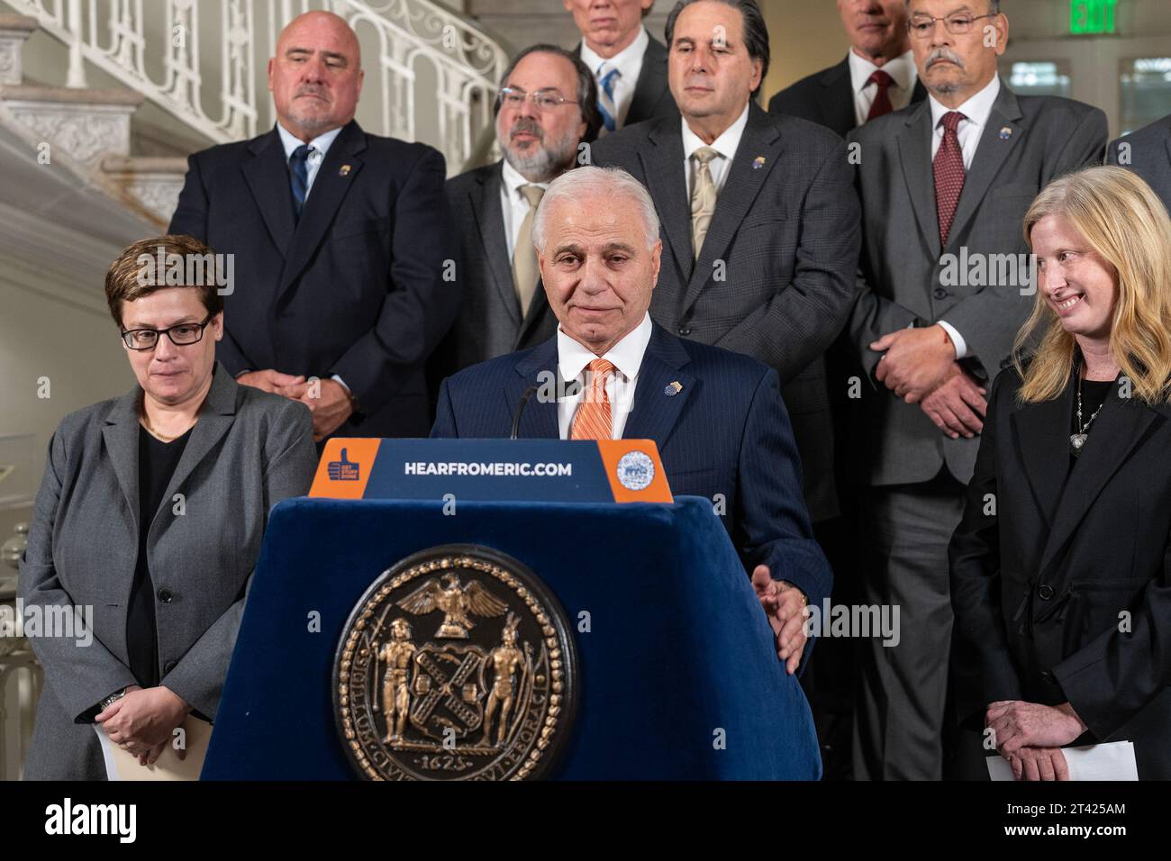 New York, USA. 27th Oct, 2023. President of Union Local 831 speaks ...