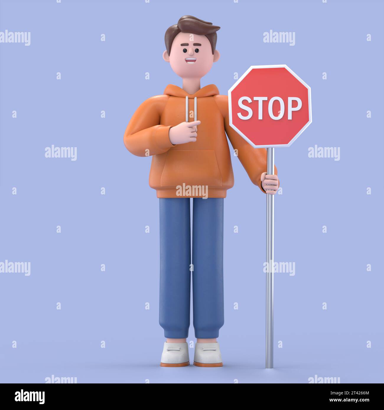 3d man stop sign illustration hi-res stock photography and images - Alamy