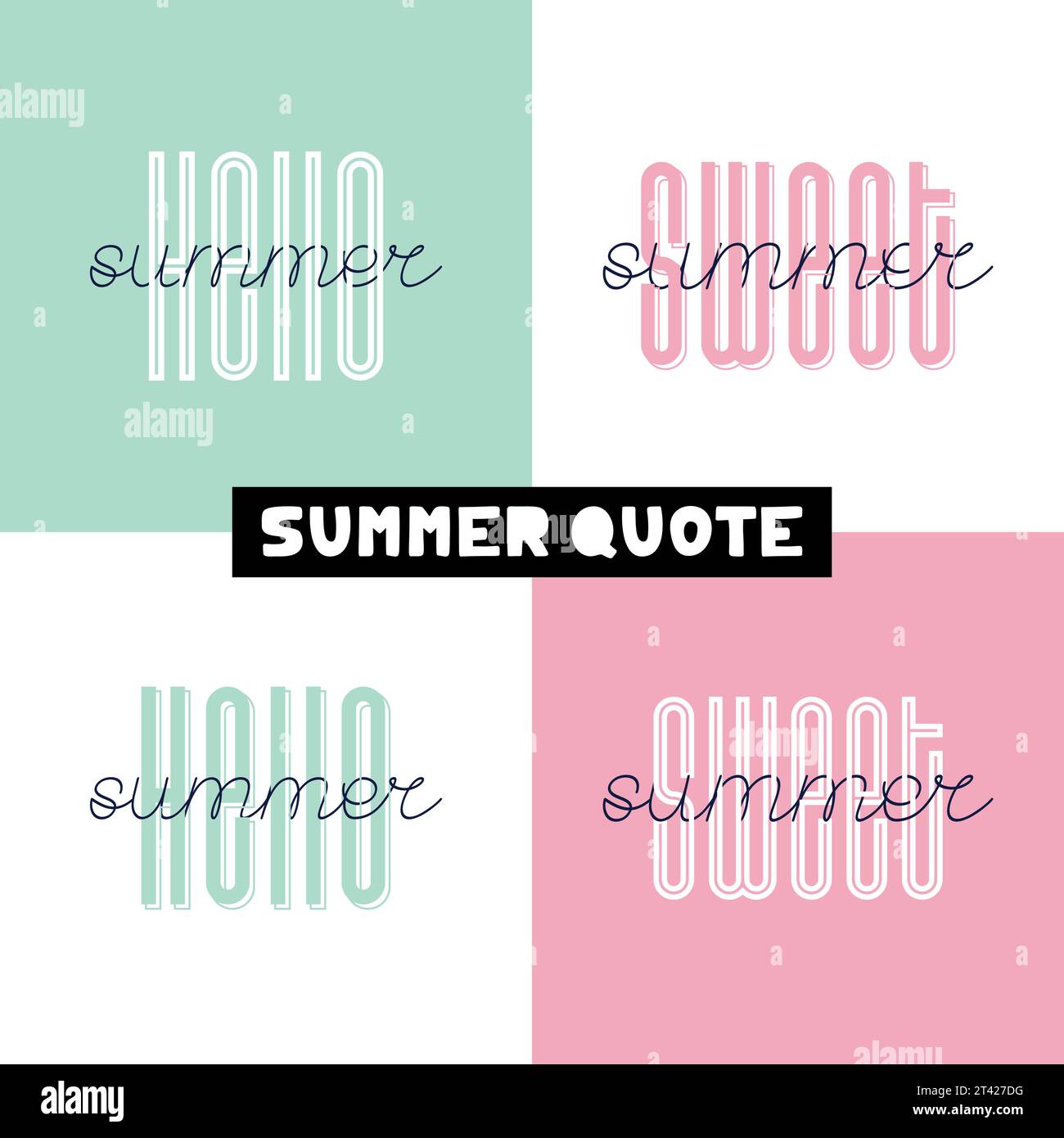 Summer hand drawn brush font letterings Royalty Free Vector Stock ...