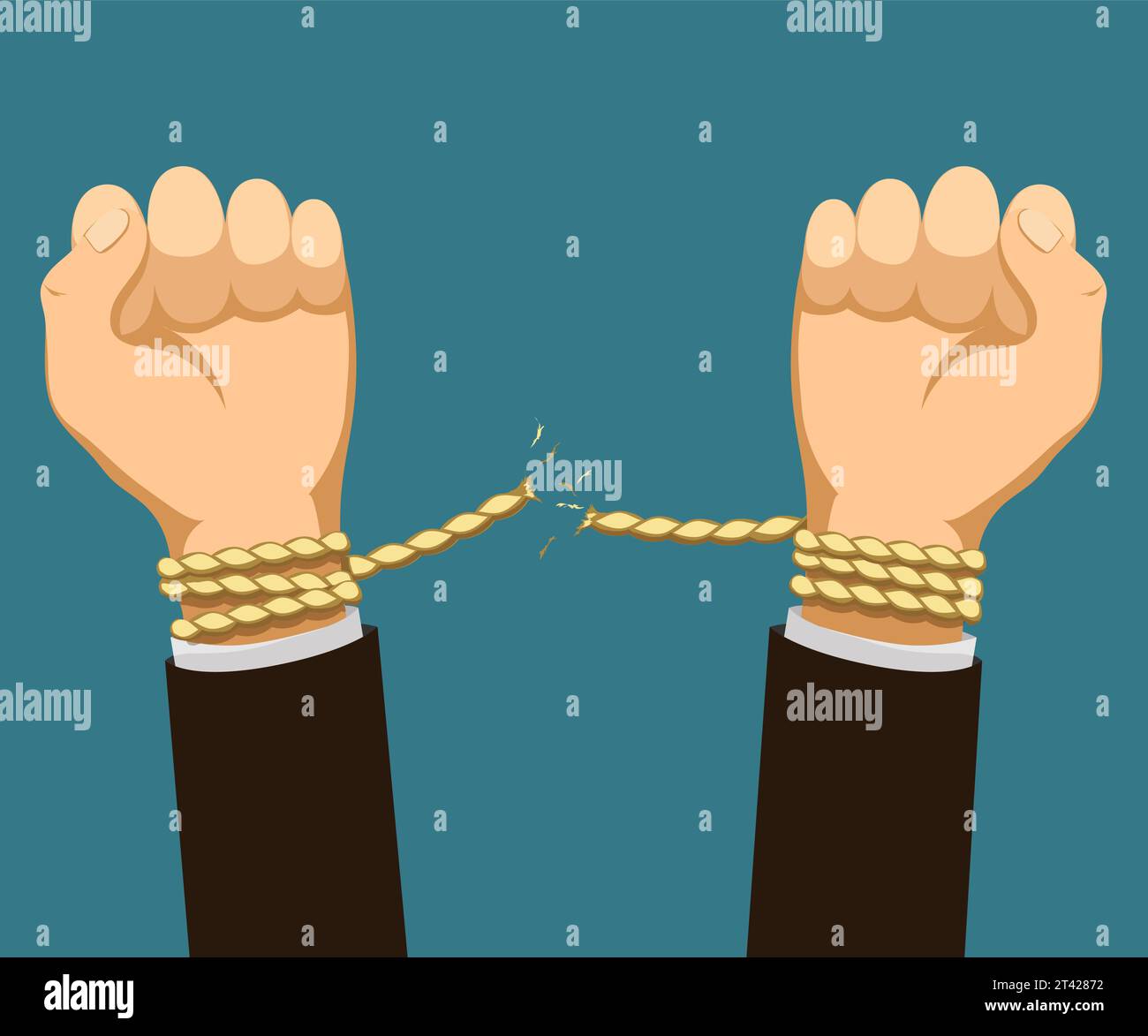 Hands tied rope Stock Vector Images - Alamy