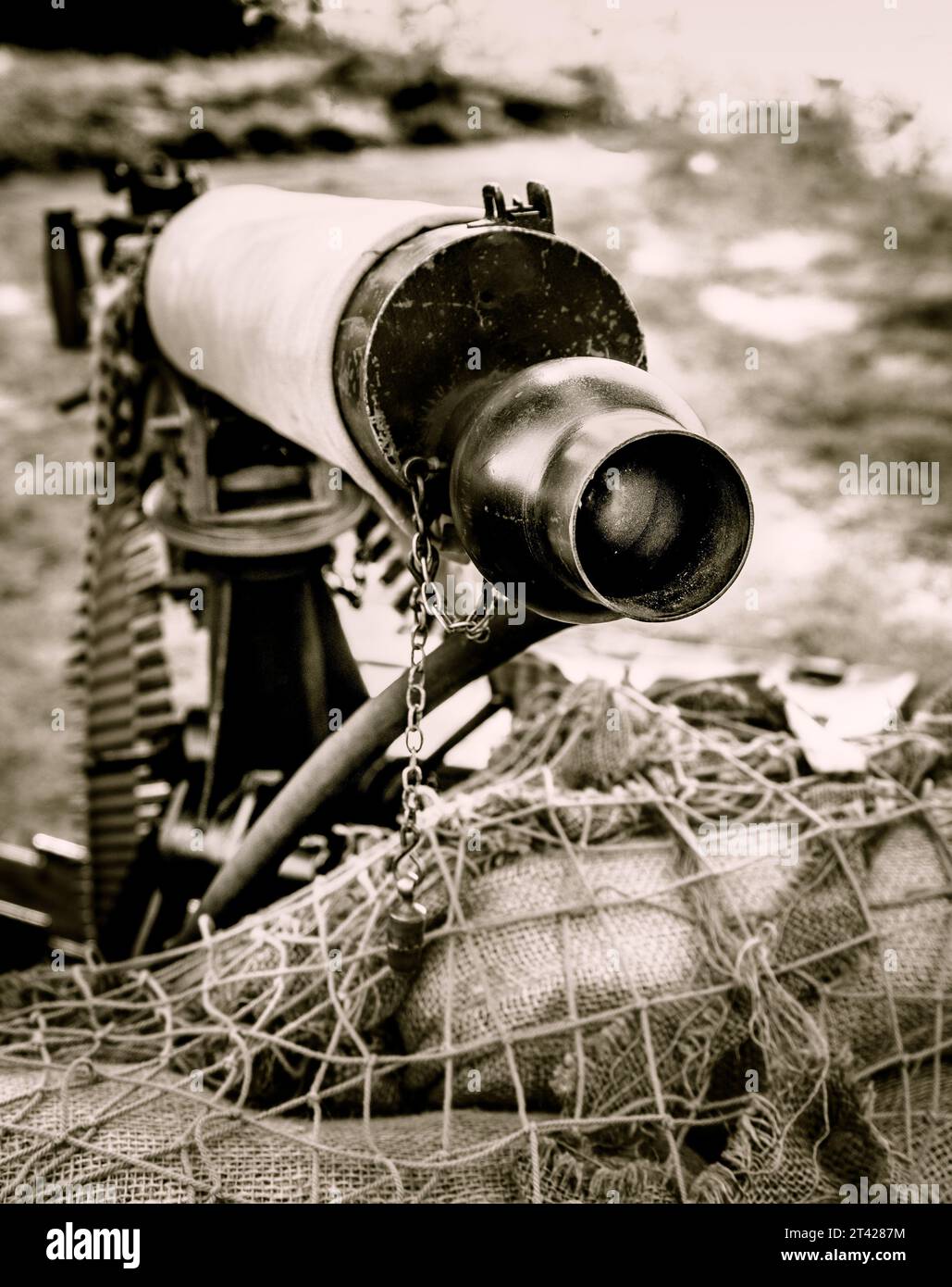 A close-up of a vintage gun on a knitted net Stock Photo - Alamy
