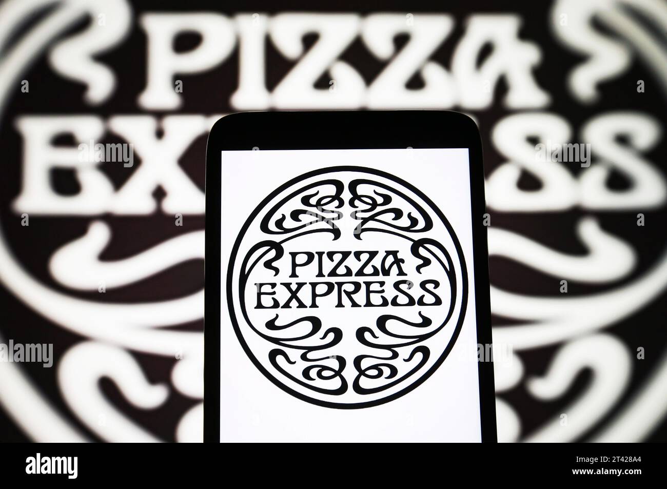 Ukraine. 27th Oct, 2023. In this photo illustration, PizzaExpress logo ...