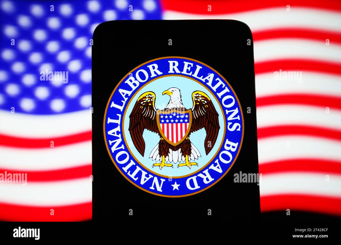 Ukraine. 27th Oct, 2023. In this photo illustration, National Labor Relations Board (NLRB) logo ...