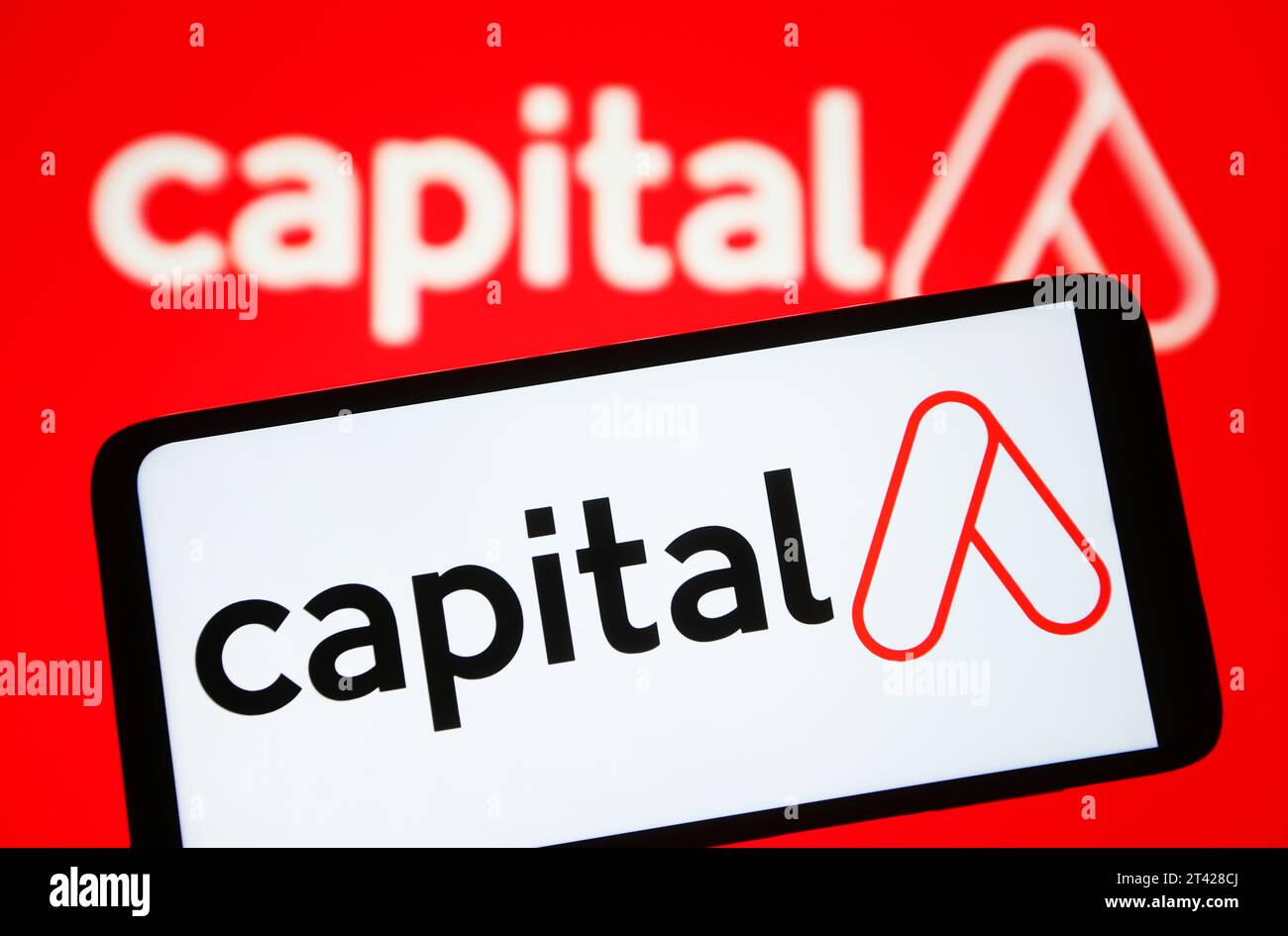 Ukraine. 27th Oct, 2023. In this photo illustration, Capital A logo is ...
